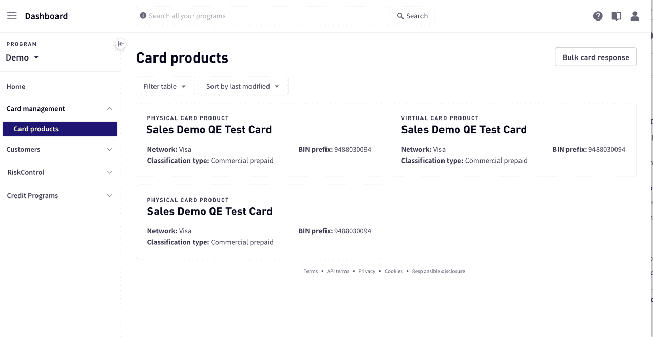 Dashboard Overview and Quick Start | Marqeta Docs