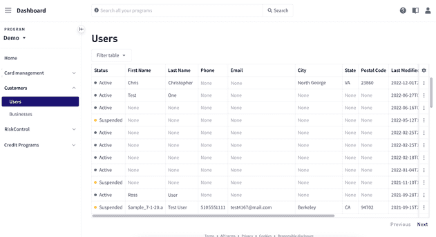 Dashboard Overview and Quick Start | Marqeta Docs