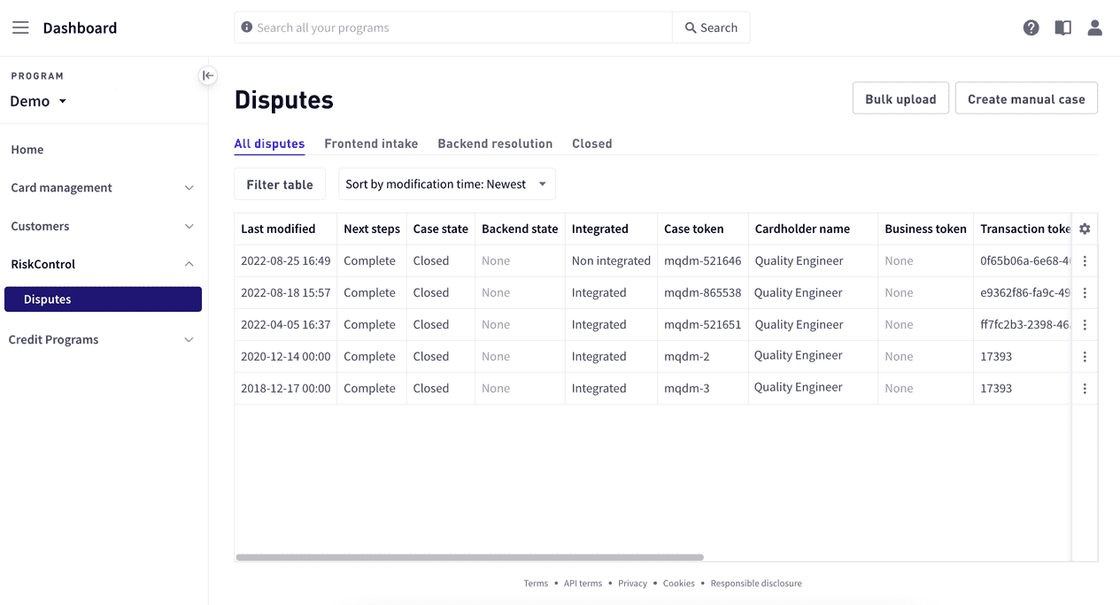 Dashboard Overview and Quick Start | Marqeta Docs