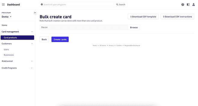 Managing Cards In The Marqeta Dashboard Marqeta Docs